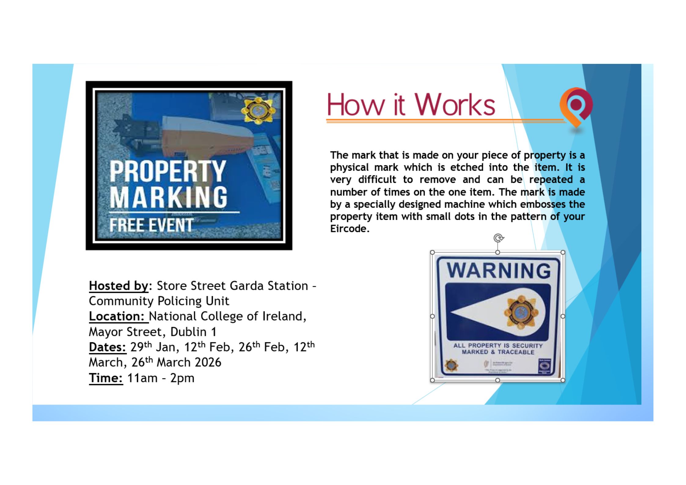 Mark your bike at the Pop-Up Garda Station! - National College of Ireland